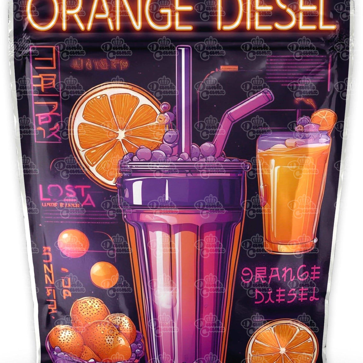 Orange Diesel Mylar Bags | cali packz | Empty Packaging Size