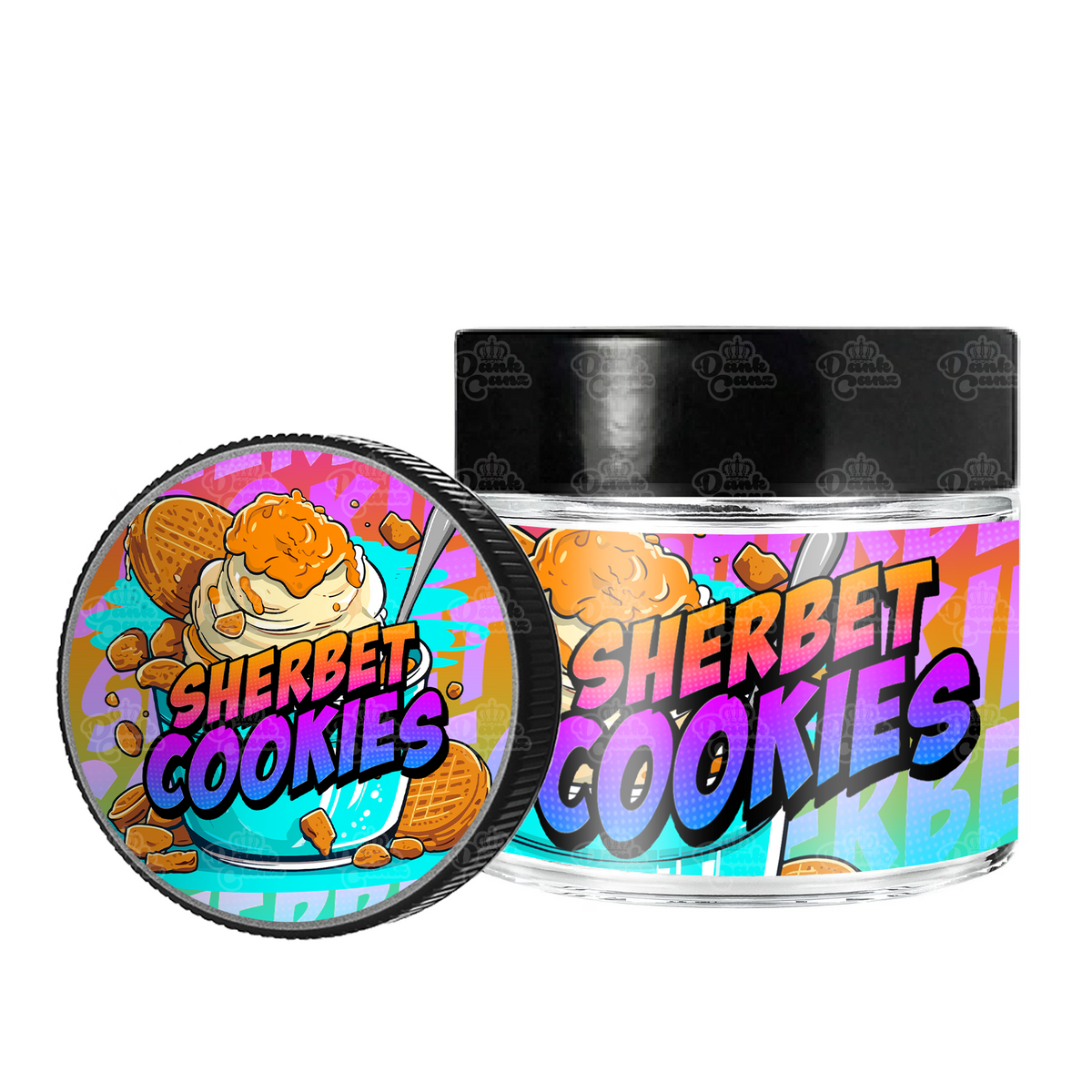 Sherbet Cookies 3.5g Glass Jars | 60ml Jars | Empty Novelty Jars – DC ...