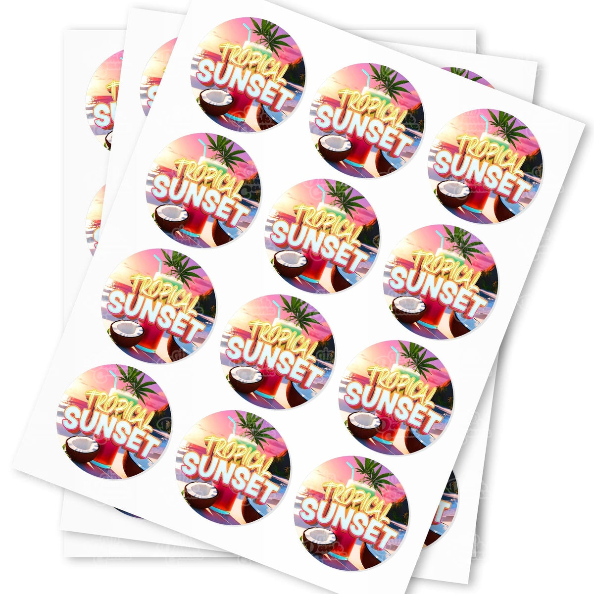 Tropical Sunset Strain Stickers | Premium Custom Stickers – DC Packaging