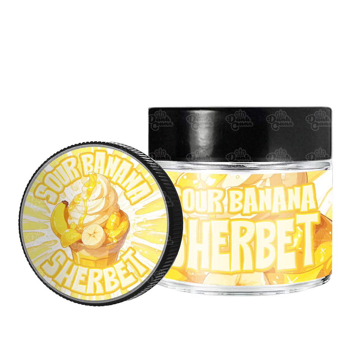 Sour Banana Sherbet 3.5g Glass Jars | 60ml Jars | Empty Novelty Jars ...