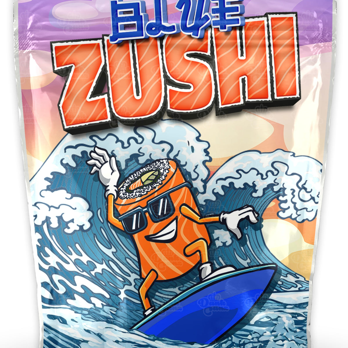 Blue Zushi Mylar Bags | cali packz | Empty Packaging Size