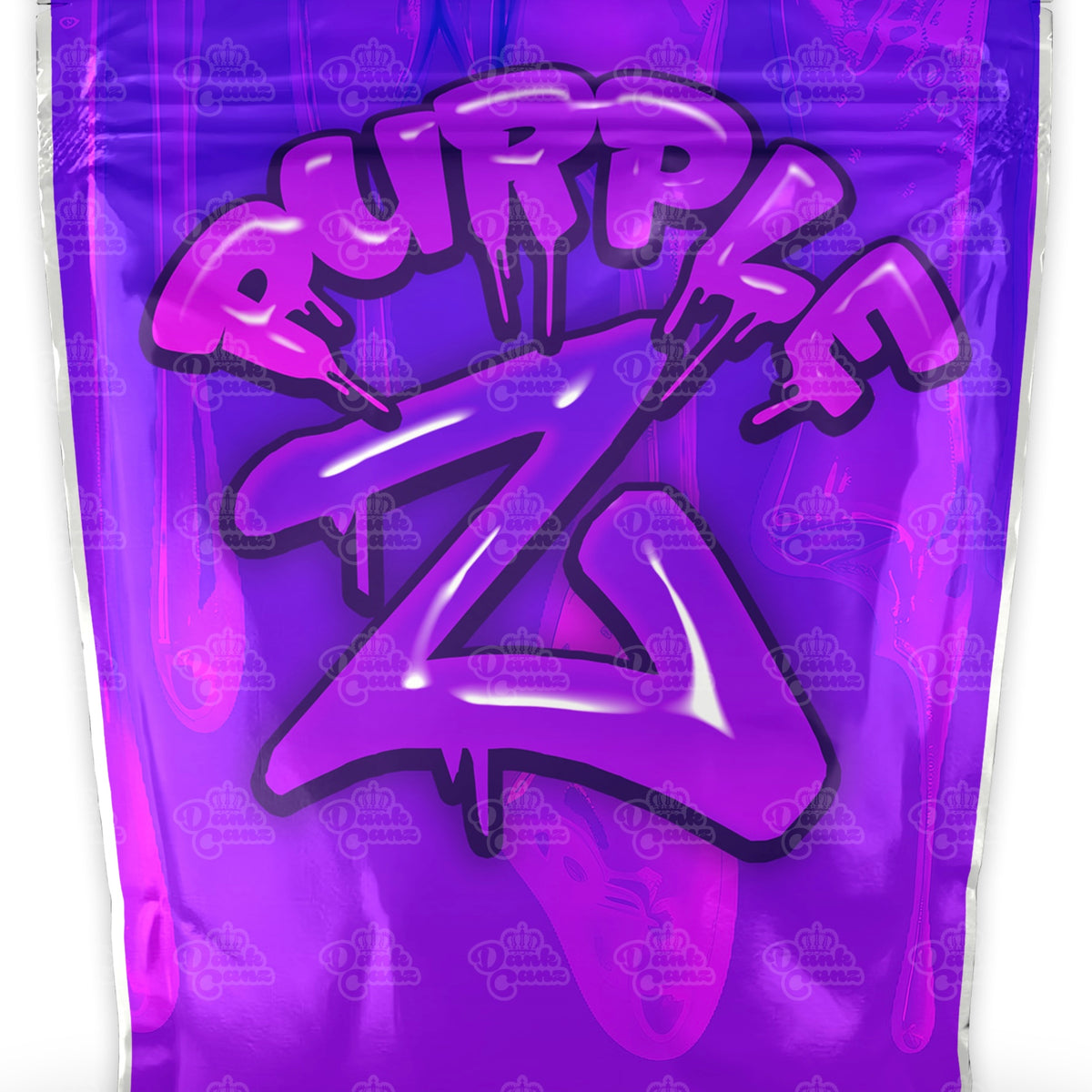 Purple Z Mylar Bags | cali packz | Empty Packaging Size