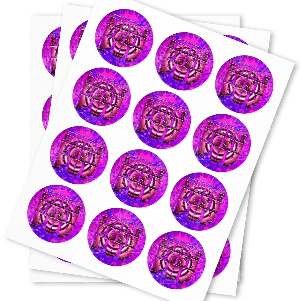 Purple Push Pop Strain Stickers | Premium Custom Stickers – DC Packaging