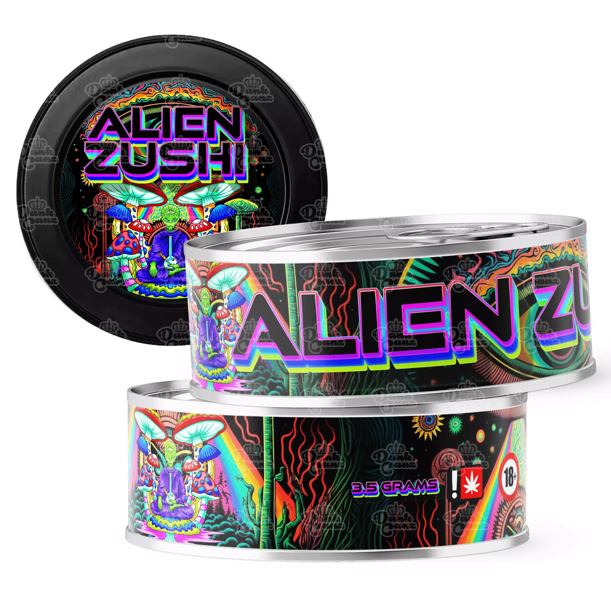 Alien Zushi 3.5g Self Seal Tins - Pressitins - Cali Tins – DC Packaging