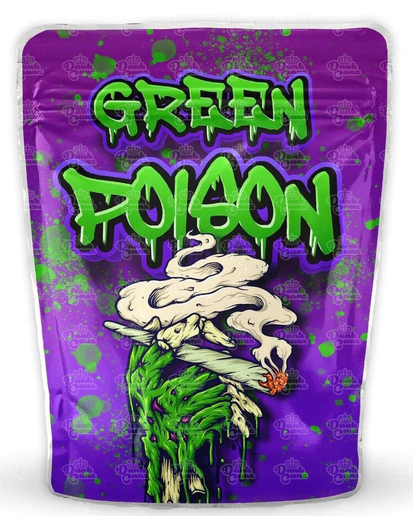 Green Poison Mylar Bags | cali packz | Empty Packaging Size