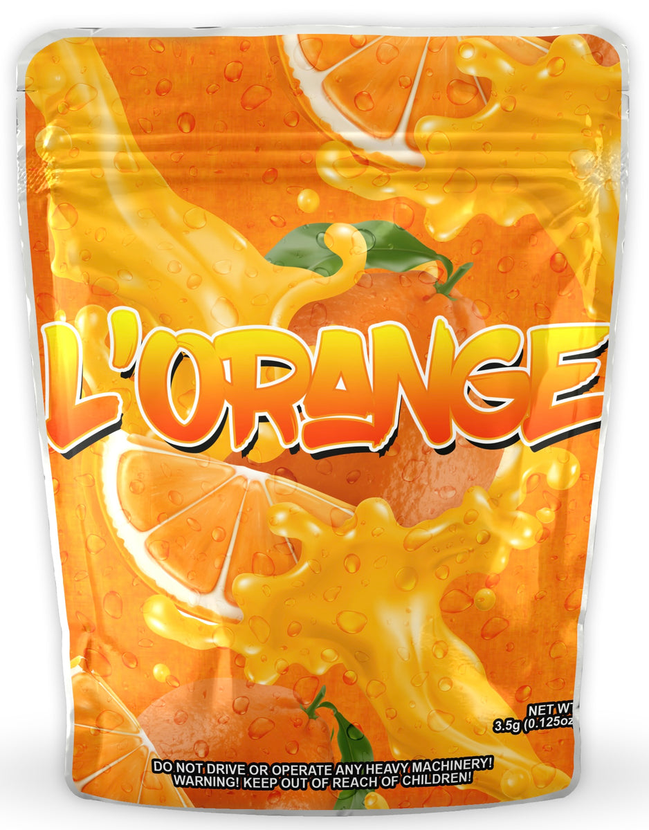 L’Orange Mylar Bags | Cali Packs | Empty Packaging Size