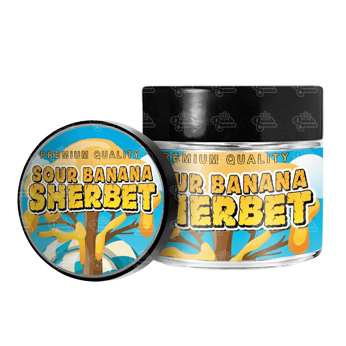 Sour Banana Sherbet 3.5g Glass Jars | 60ml Jars | Empty Novelty Jars ...