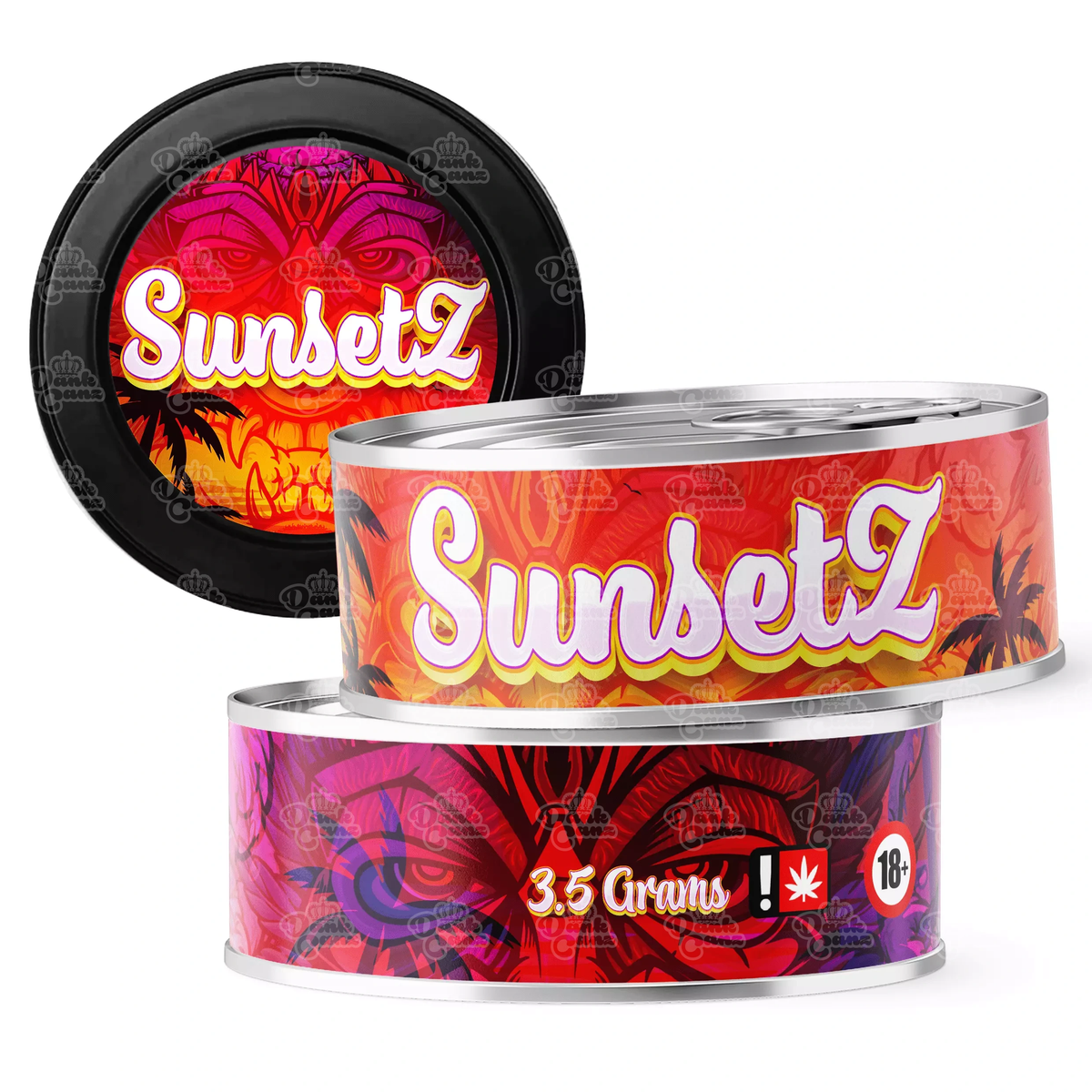 Sunsetz 3.5g Self Seal Tins - Cali Tins - Pressitins