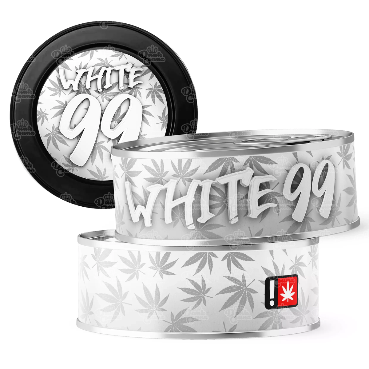 White 99 3.5g Self Seal Tins - Pressitins - Cali Tins