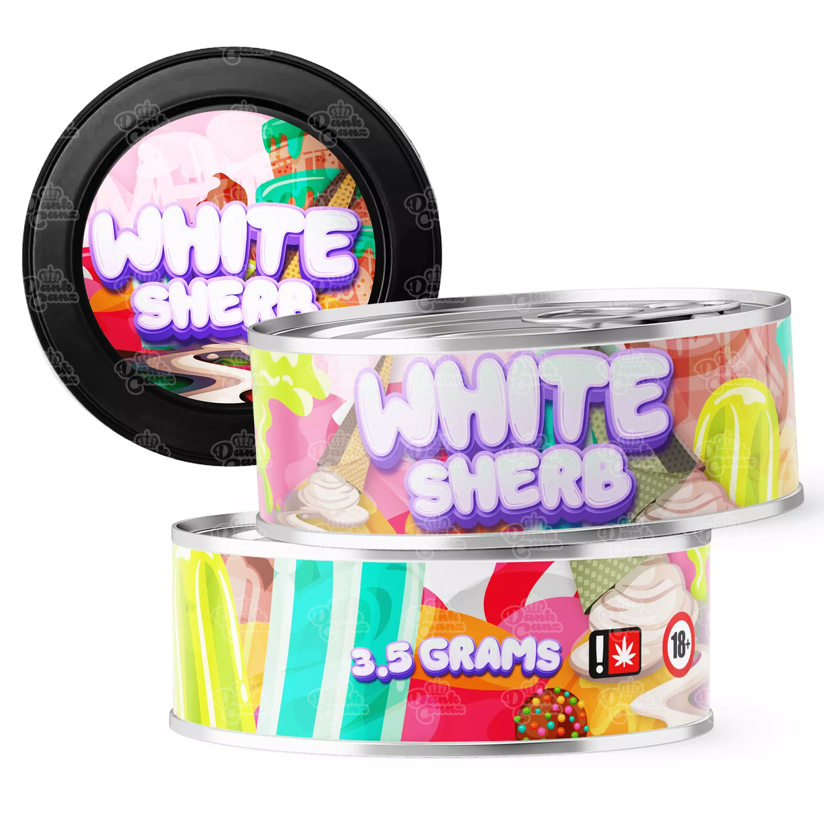 White Sherb 3.5g Self Seal Tins - Pressitins - Cali Tins – DC Packaging