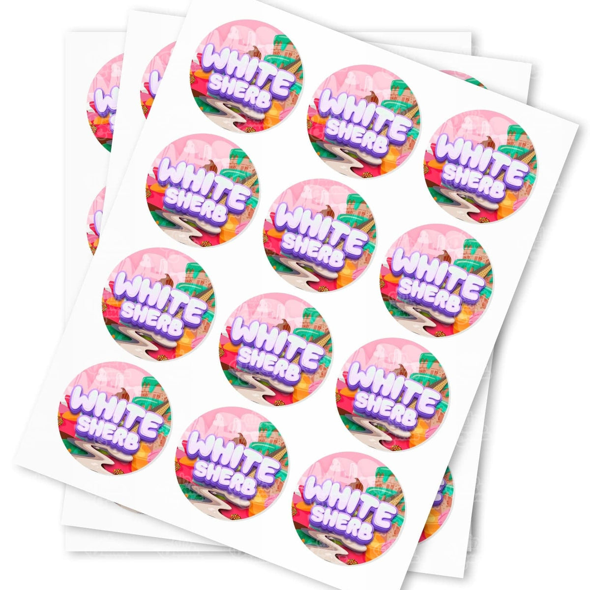 White Sherb Strain Stickers – DC Packaging